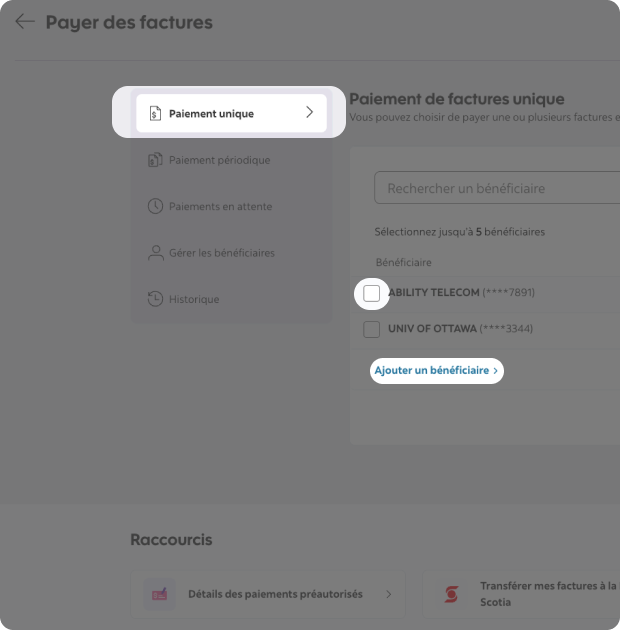 Payer ses factures en ligne ou à un GAB | Banque Scotia Canada